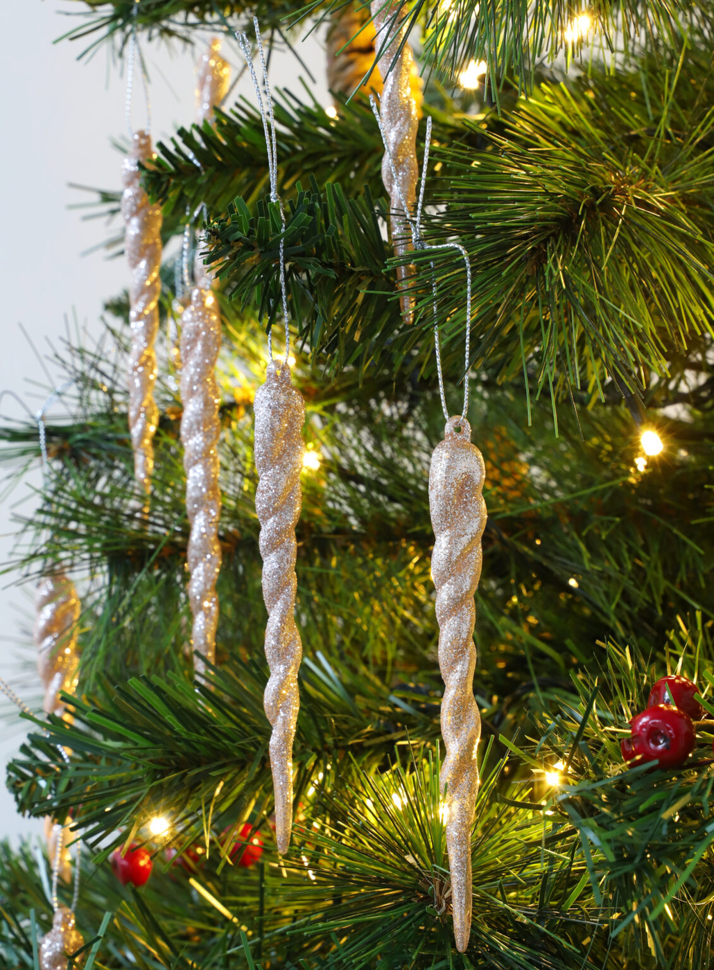 Christmas Concepts® 12cm Glitter Icicle Decorations Christmas Tree ...