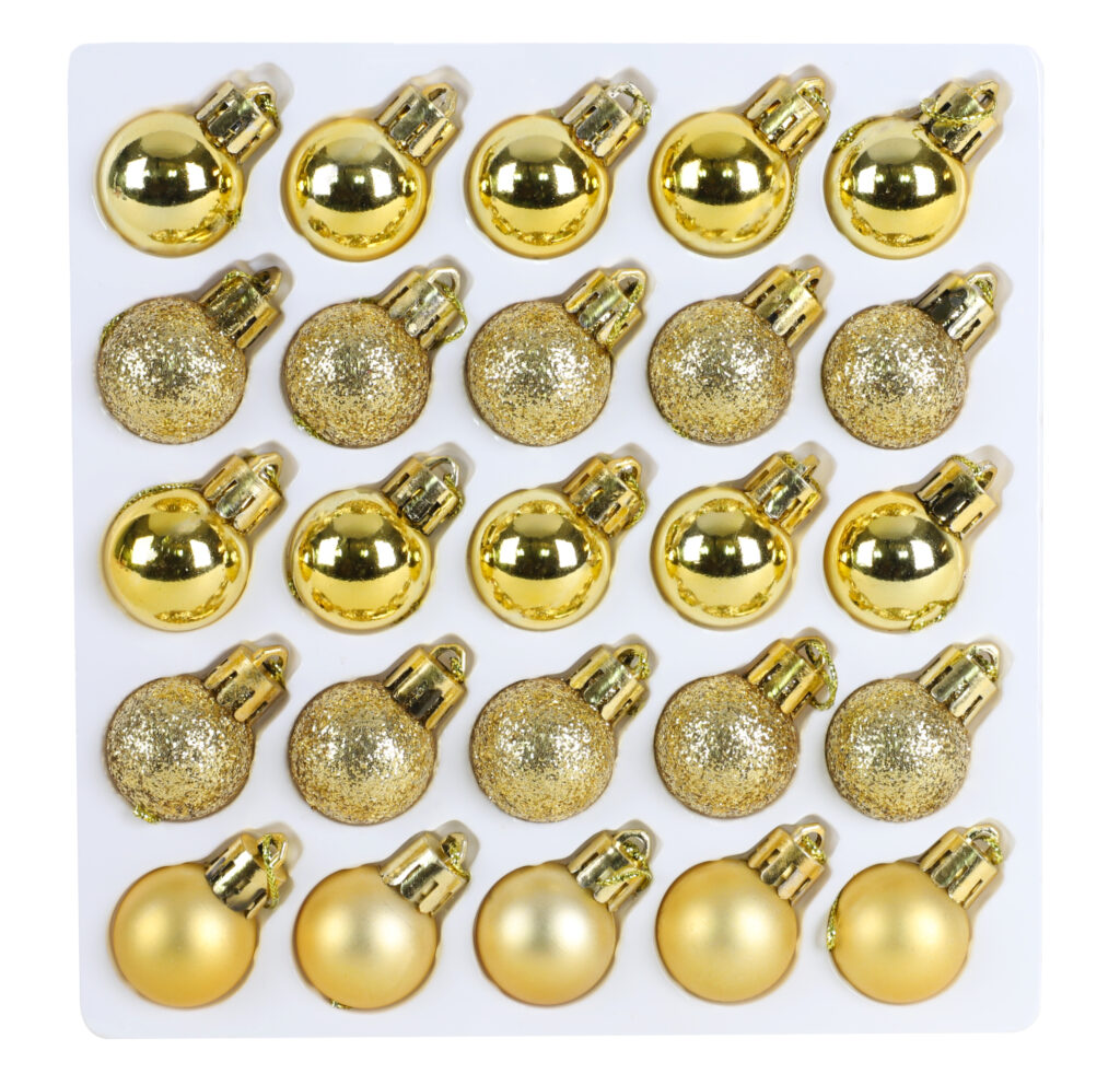 Christmas Concepts® Pack of 25-25mm Mini Christmas Tree Baubles - Shiny ...