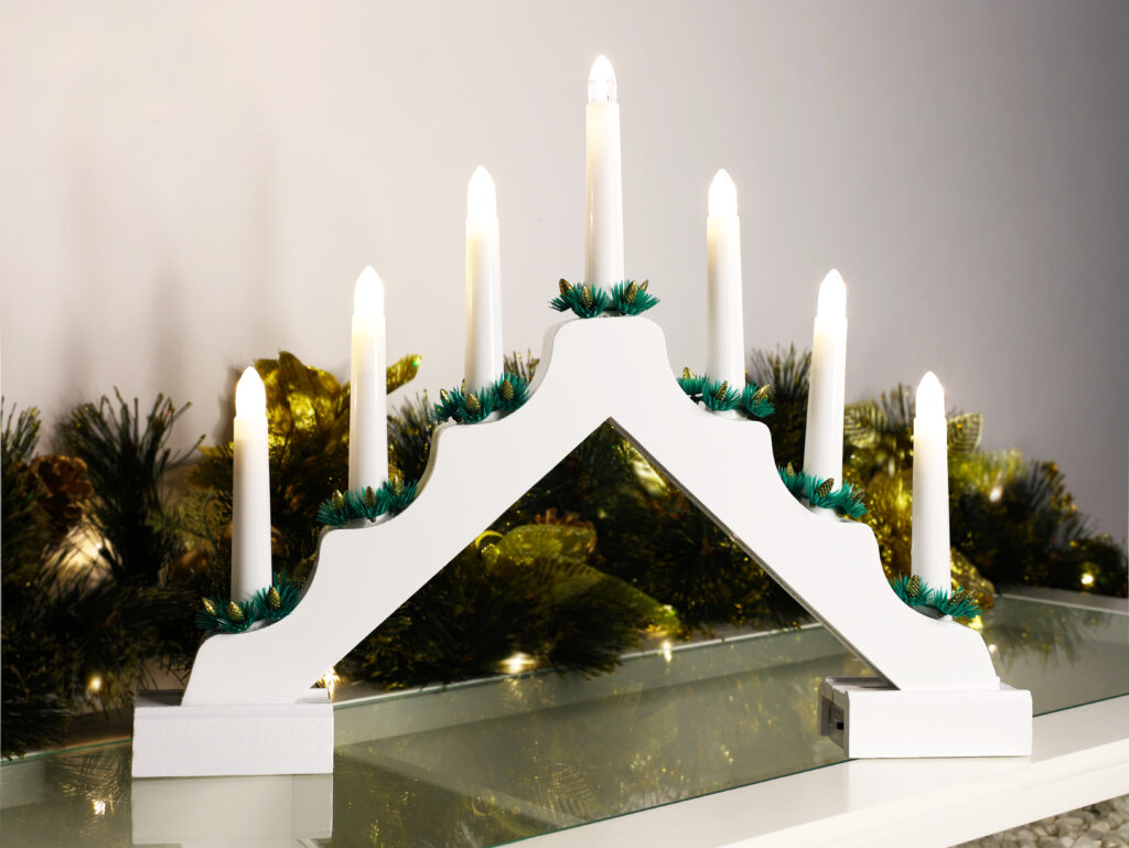 Christmas Concepts® Christmas White Wooden Candle Bridge With Warm ...