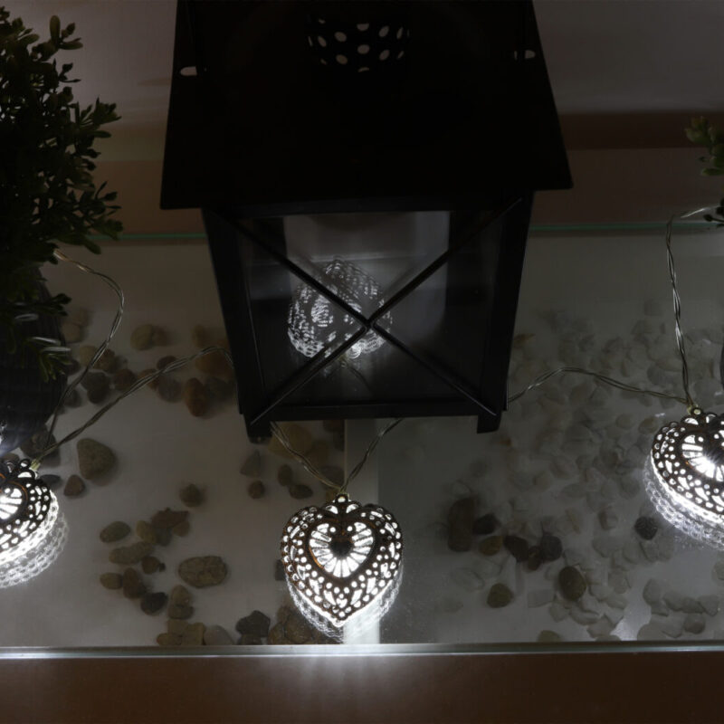 Christmas Concepts® 10 Warm White LED Metal Filigree Heart Shaped ...