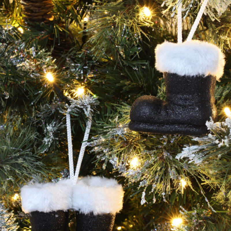 Christmas Concepts® Pack of 2–10cm Glitter Hanging Santa Boots With ...
