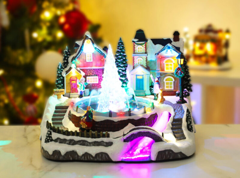 Christmas Concepts® 27cm LED Light Up Village Scene with Real Water ...