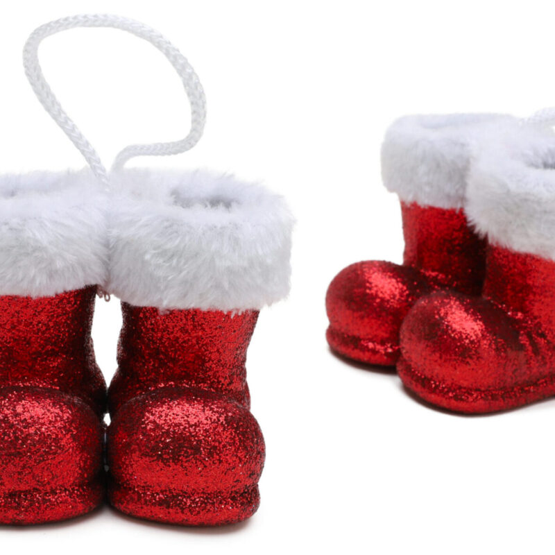 Christmas Concepts® Pack of 2–10cm Glitter Hanging Santa Boots With ...