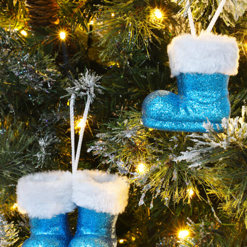 Christmas Concepts® Pack of 2–10cm Glitter Hanging Santa Boots With ...